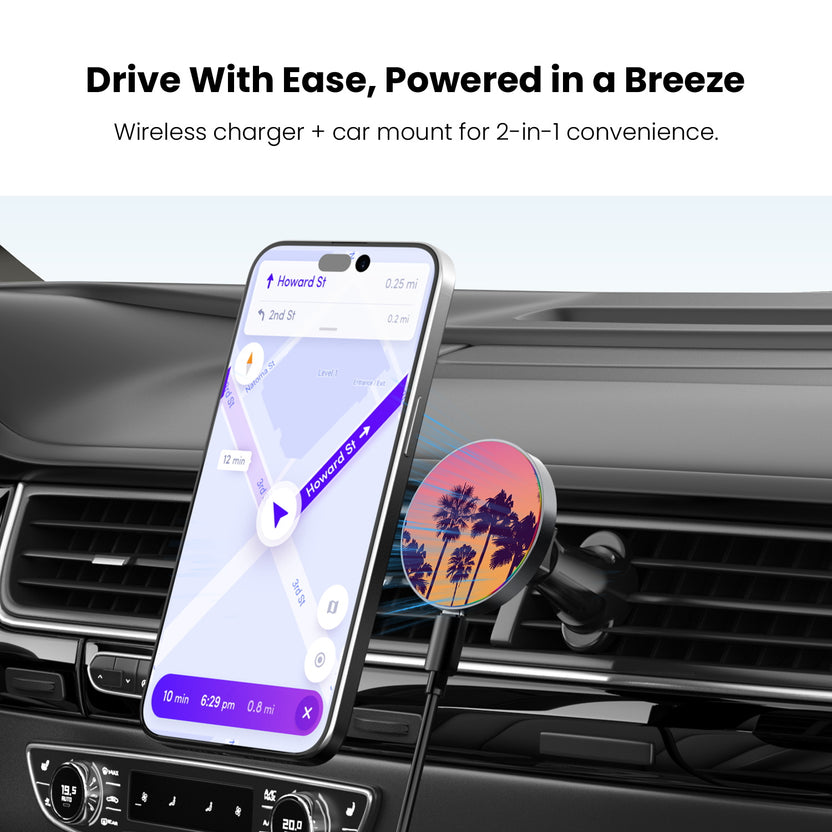 MyBat Design Lab Magnetic Wireless Charging Vent Mount - Black - Palm ...