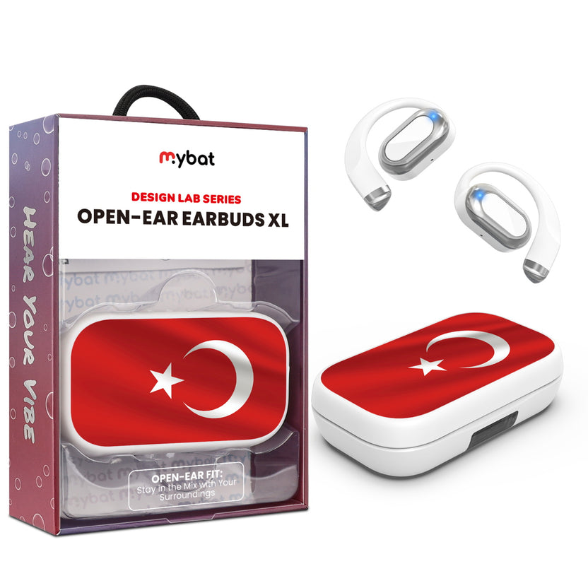 MyBat Design Lab Open-Ear Earbuds XL - White - Turkey Flag – Valor ...